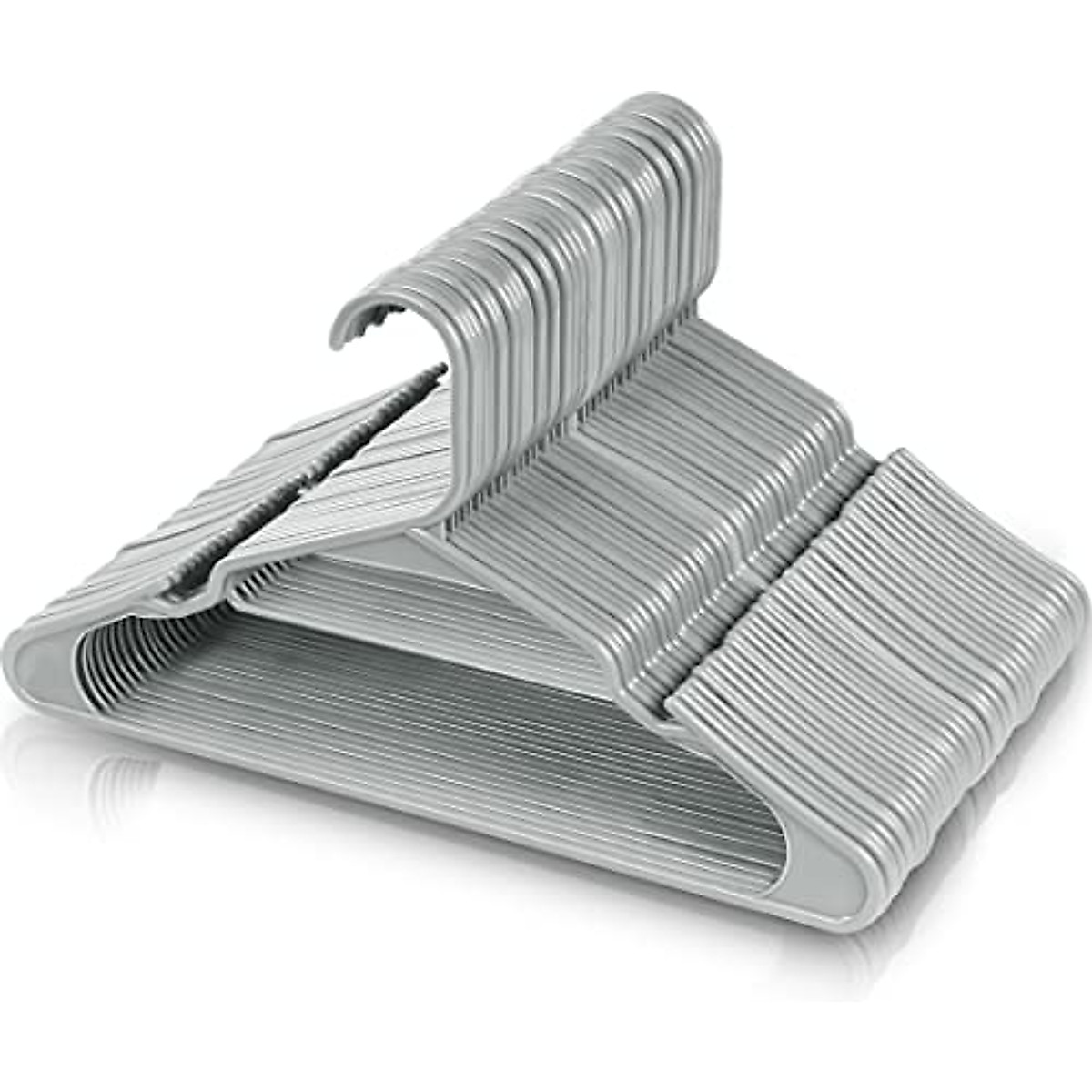 Utopia Home (Pack of 100) Plastic and Velvet Hangers- Non Slip and Heavy Duty Hangers - Space Saving - Notched Hangers – 360° Rotating Hook - Ideal for Hanging Shirts, Jackets & Hoodies