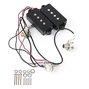 lovermusic 4 Strings Musical Ceramic Magnet ABS Modern Bass Opened Prewired Pickup Black