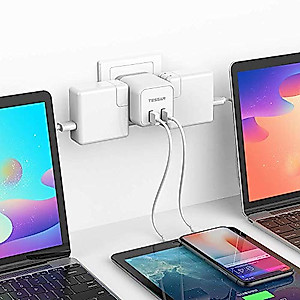 TESSAN Type E F Plug Adapter, France Germany Power Adapter with 2 USB 3 American Outlets, Schuko European Travel Plug Adaptor for US to Europe German Frence Iceland Spain Russia Poland EU