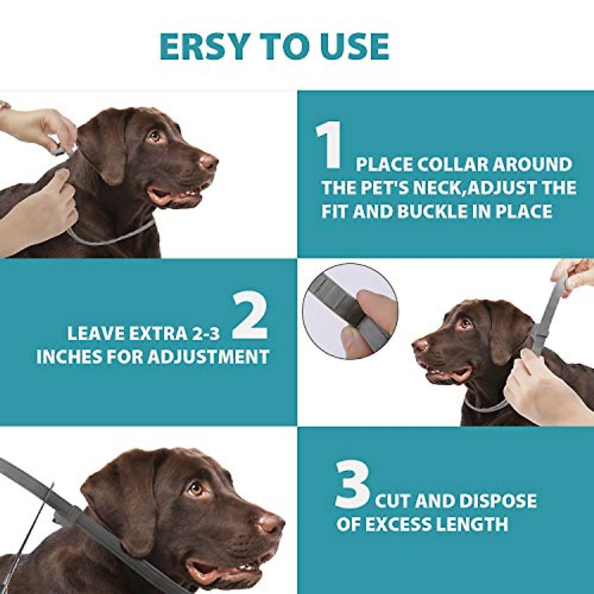 Flea and Tick Collar for Dogs,Flea and Tick Treatment and Prevention for Dogs up to 8 Month,One Size Fits All,100% Natural Ingredients, Waterproof,Include Tick Removal Tools,2 Pack