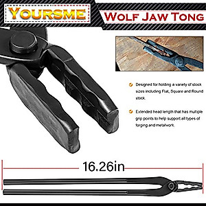 Blacksmith Tongs Tools Set Knife Making Tongs Includes V Bit Tongs, Flat Jaw Tongs, Wolf Jaw Tongs & Blade Tongs (4 Piece)