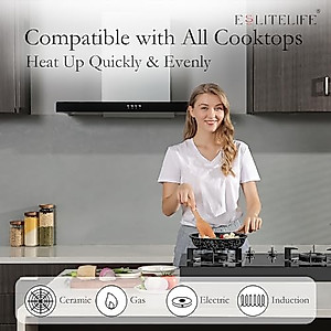 ESLITE LIFE Frying Pan Set with Lids Nonstick Skillet Set Egg Omelette Pans, Granite Coating Cookware Compatible with All Stovetops (Gas, Electric & Induction), PFOA Free, 7-Piece