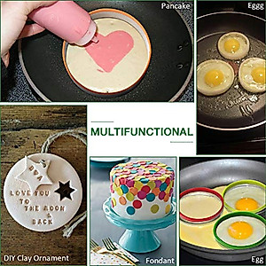 Round Cookie Biscuit Cutter Set - 12 Pack Pastry Cutters in Graduated Sizes for Donut, Dough, Fondant, Clay - Stainless Steel Circle Cutter Cake Ring Molds with Colorful Rubber Coating