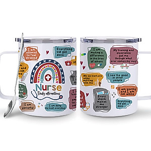 Hyturtle Nurse Daily Affirmation Gifts For Nurses Women Coffee Tumbler Cup Mug Stainless Steel 12oz, Nursing School Gifts, Nurses Week Gifts, Nurse Graduation Gift On Birthday Christmas, Nurse Day
