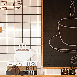 4 Pieces Mini Coffee Bar Sign Decor Accessories Coffee Tiered Tray Décor, Wooden Book Stacks Rustic Farmhouse Coffee Table Sign for Tiered Tray Decor
