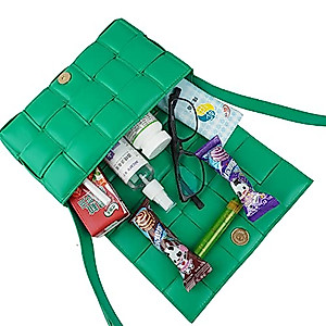 JBB Women Woven Padded Cassette Crossbody Bags Purse Shoulder Handbags Small Square Bag Designer Handbag Clutch Green