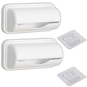 2Pcs Trash Bag Dispenser Wall Mount, Disposable Trash Liner Dispenser, Trash Can Liner Dispenser, Fineliner Bag Dispenser, No Drill Bag Dispenser Wall Mount Garbage Bag Dispenser (White)