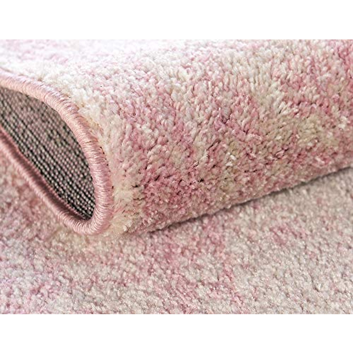 Rugs.com Dover Collection Rug – 5 Ft Round Pink Low-Pile Rug Perfect for Kitchens, Dining Rooms