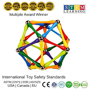 Goobi 70 Pcs Magnetic Building Sticks Blocks Toys Magnet Construction Set Tiles Toy Montessori STEM Educational Toys for Ages 3 4 5 6 7 8 Kids Boys Girls Adults with Storage Box and Instruction Guide