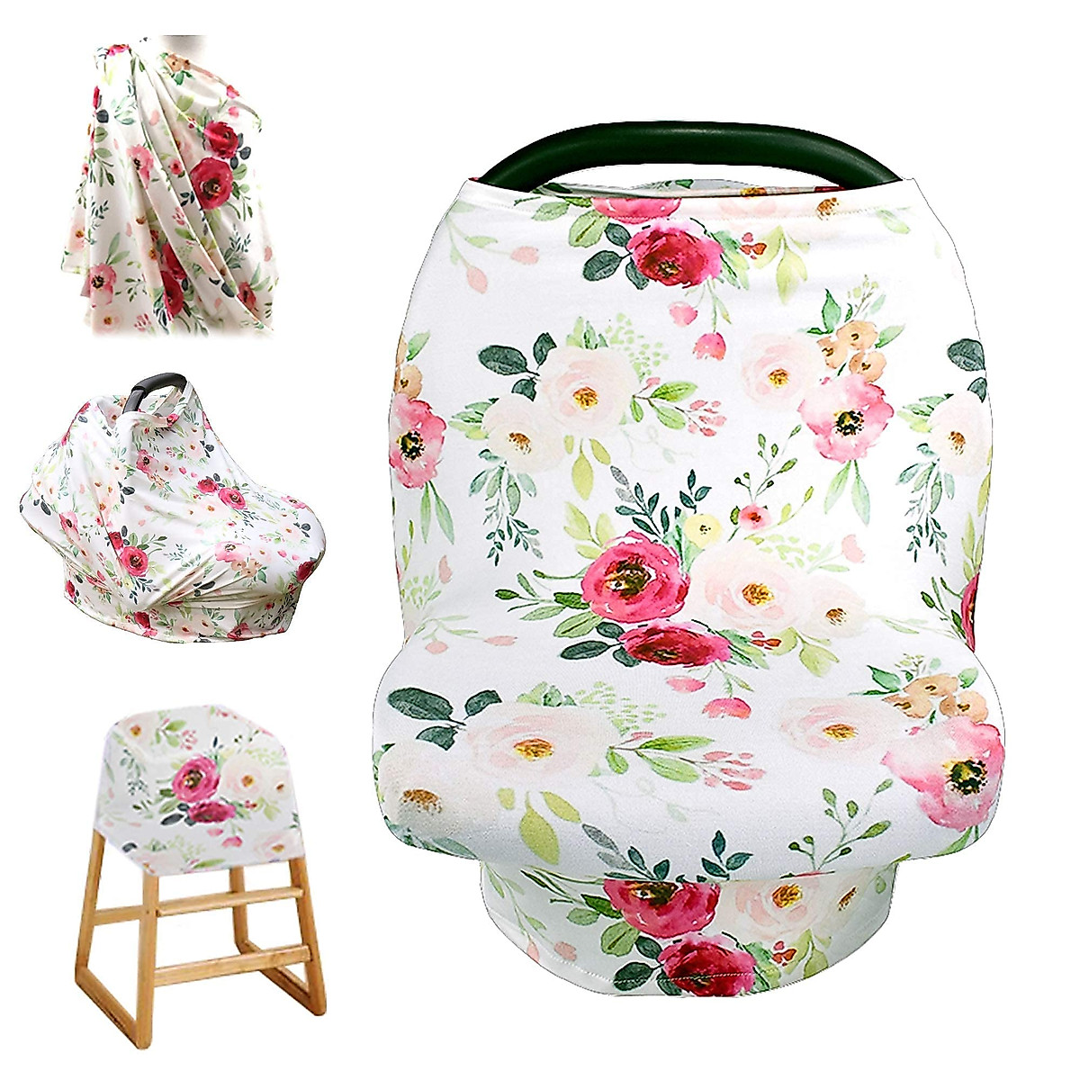 Baby Car Seat Cover for Baby Boys and Girls, 2 Pack, Multiuse - Nursing Breastfeeding Covers,Shopping Cart/High Chair/Stroller Covers,Infinity Scarf,Car Seat Canopies