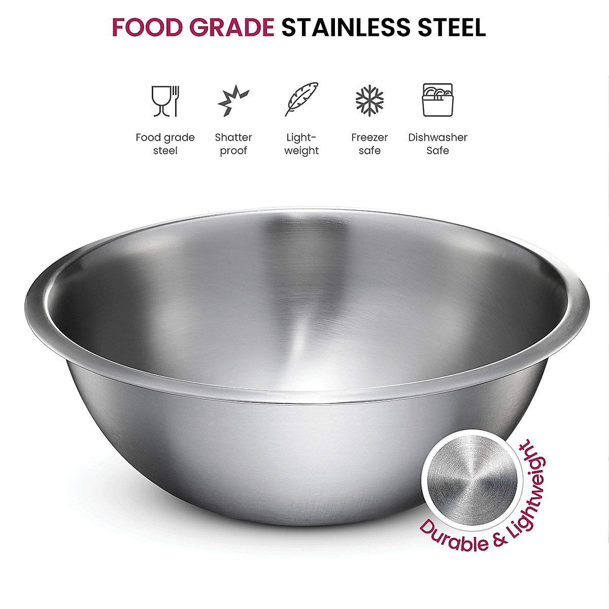 FineDine Stainless Steel Mixing Bowls (Set of 6) Stainless Steel Mixing Bowl Set - Easy To Clean, Nesting Bowls for Space Saving Storage, Great for Cooking, Baking, Prepping