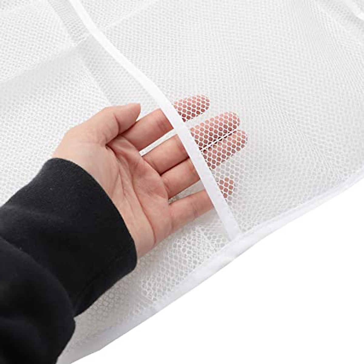 Beisto Mesh Shower Organizer Hanging Caddy with 7 Pockets,Shower Curtain Rod Hanging Organizer Storage Pockets Bathroom Hanger Organizer with Over the Hooks,white