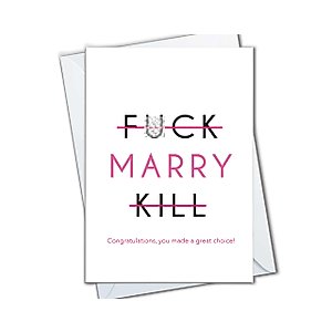 The Cardtel Funny Wedding Card for Couples Friends, Humor Congratulations Card For Newly Married or Engaged Couple, Wedding Gift For Bride, F Marry Kill Engagement Card For Newlyweds (F Marry K*ll)