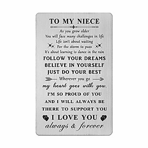 HYHYDHP Niece Christmas Cards from Auntie - Mothers Day Gifts for Niece from Aunt Uncle - Niece Graduation Birthday Ideas