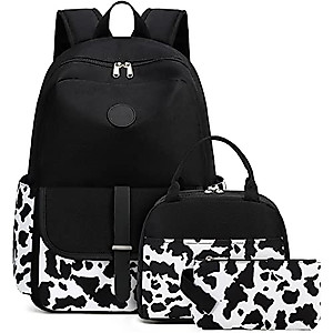 Bluboon Gils Bookbags Middle School Backpack Schoolbag for Teens Girls High School(Cow Print 3 in 1)