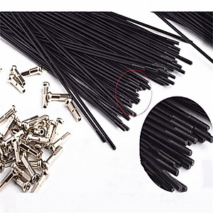 Kerjio Bicycle 14g Spokes Road Spokes with Nipples Black Bicycle Spokes 197MM