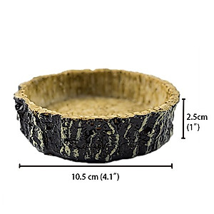 OMEM Reptile Natural Bowl Food and Water Dish Resin Made (Tree bark)