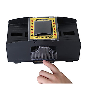 Bemecato Card Shuffler 1-2 Deck, Automatic Electric Playing Card Shuffler, Battery Operated Poker UNO Shuffling Machine, for Family Party Games