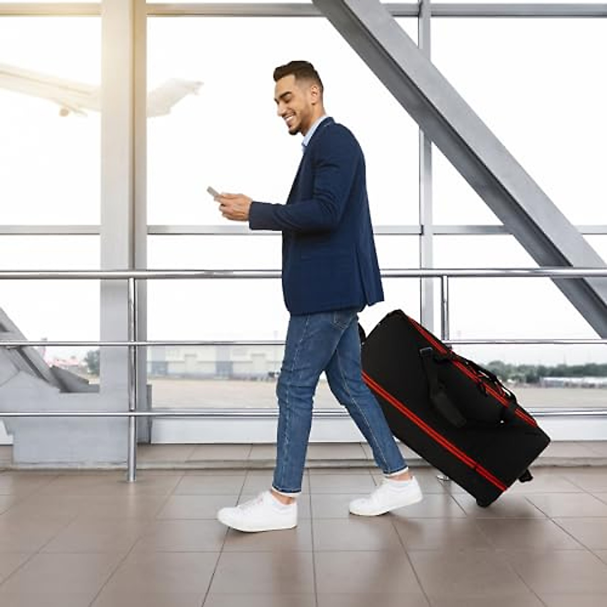 Vomgomfom 25'' 100L Expandable Rolling Duffle Bag with 3 Wheels,Foldable Travel Duffel Bag with Storage Bag