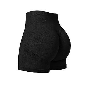 YEOREO Professional Women Workout Shorts 3.6" Scrunch Shorts Seamless High Waisted Contour Gym Yoga Biker Shorts Black Night