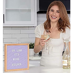 Felt Letter Board, 10x10in Changeable Letter Board with Letters White 300 Piece - Felt Message Board, Oak Frame Wooden Letter Board for Baby Announcements, Milestones, Office Decor & More (Lavender)
