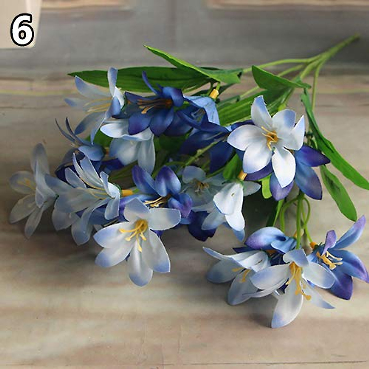 BaoST 1Pc 24 Flower Heads Lovely Artificial Lily Flower Real Touch Fake Flowers Bouquet for Wedding Party Banquet Home Hotel Office Garden Craft Art Decor Blue