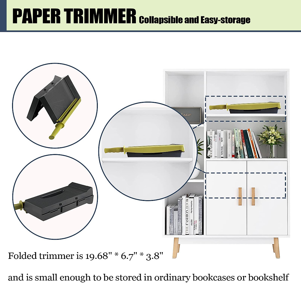 12" Cut Length Guillotine Paper Trimmer, 16 Sheets Capacity Paper Cutter for Paper Photo Card Stock,Handhold Folding Gridded Photo Cutter