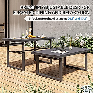 AECOJOY Aluminum Patio Furniture Set, Outdoor Modern Metal Outdoor Furniture Sofa Set, Outdoor Conversation Table and Chair Sets for Lawn, Backyard, and Deck with Dark Grey Cushions