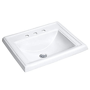 Miseno MLD-2318-3-W Miseno MLD-2318-3 23" Drop In Bathroom Sink with 3 Holes Drilled and Overflow