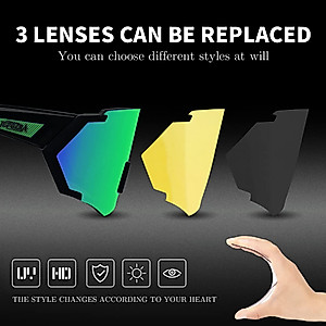 JEPOZRA Polarized Cycling Glasses with 3 Interchangeable Lenses Riding Glasses Ski Glasses Baseball Running Sports Sunglasses