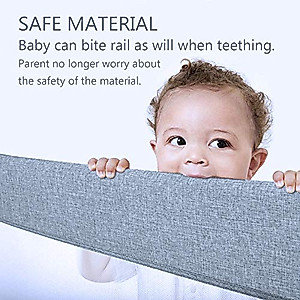 AGIMOLI Baby Bed Rail with Safety Y-Strap Extra Long Twin Full Queen King Size Infants Toddlers Guardrail with Reinforce Anchor Safety System (Grey, 75 inch (Pack of 1))