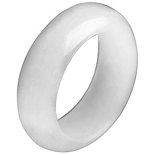 BXSMNH Natural Genuine White Jade Eternity Ring Chinese Good Luck Energy Rings for Women Men Trendy Jewelry (Size : 12)