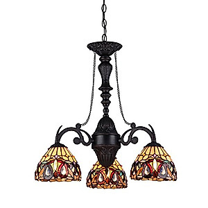 Chloe Lighting CH33353VR21-DC3 Serenity Tiffany-Style Victorian 3-Light Mini Chandelier, 25.8 x 20.5 x 20.5", Bronze