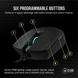 Corsair Katar Pro XT Ultra-Light Gaming Mouse- 18k DPI PixArt Optical Sensor- RGB Scroll Wheel Lighting- 6 Programmable Buttons- Lightweight Paracord Cable,Black