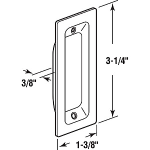 Prime-Line N 7342 3-1/4 in, Solid Brass with Satin Nickel Finish, (2-Pack) Rectangular Finger Pull