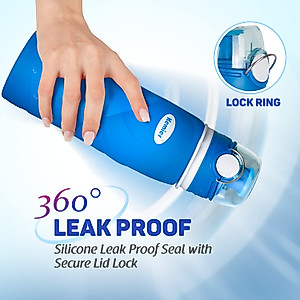 Kemier Collapsible Silicone Water Bottles-750ML,Medical Grade,BPA Free.Can Roll Up,26oz,Leak Proof Foldable Sports & Outdoor Water Bottles (Blue)