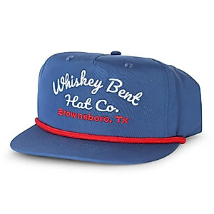 WHISKEY BENT HAT CO. – The Frio Hat – Vintage, Outdoor, Adjustable Snapback Rope Hat, Sun Protection UPF 50+, Water Resistant (US, Alpha, One Size, One Size, Blue)