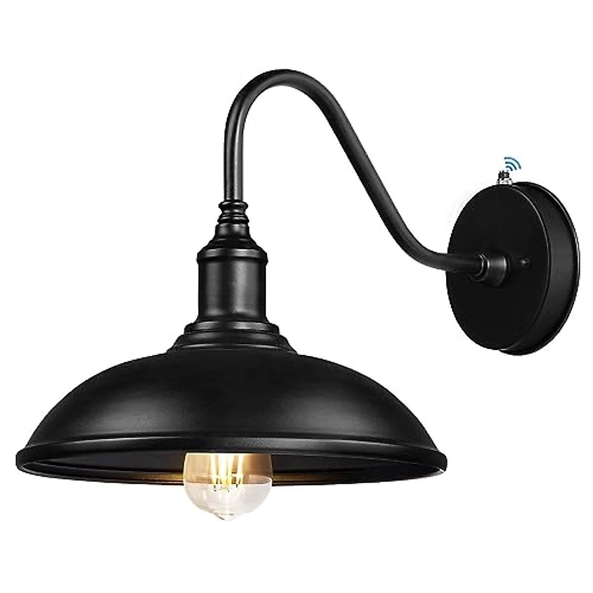 Naurham Dusk to Dawn Exterior Farmhouse Lighting Barn Light Fixture for House with Anti-ponding Bottom, Outdoor Barn Light Gooseneck Lighting for Garage Patio Porch (10.9" Diameter, 1 PC)