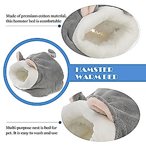 TEHAUX Mini Hamster Bed Hideouts and Houses, Cotton Mini Animal Pet Nest Cave, Cute Warm Bed for Hamster (Grey)