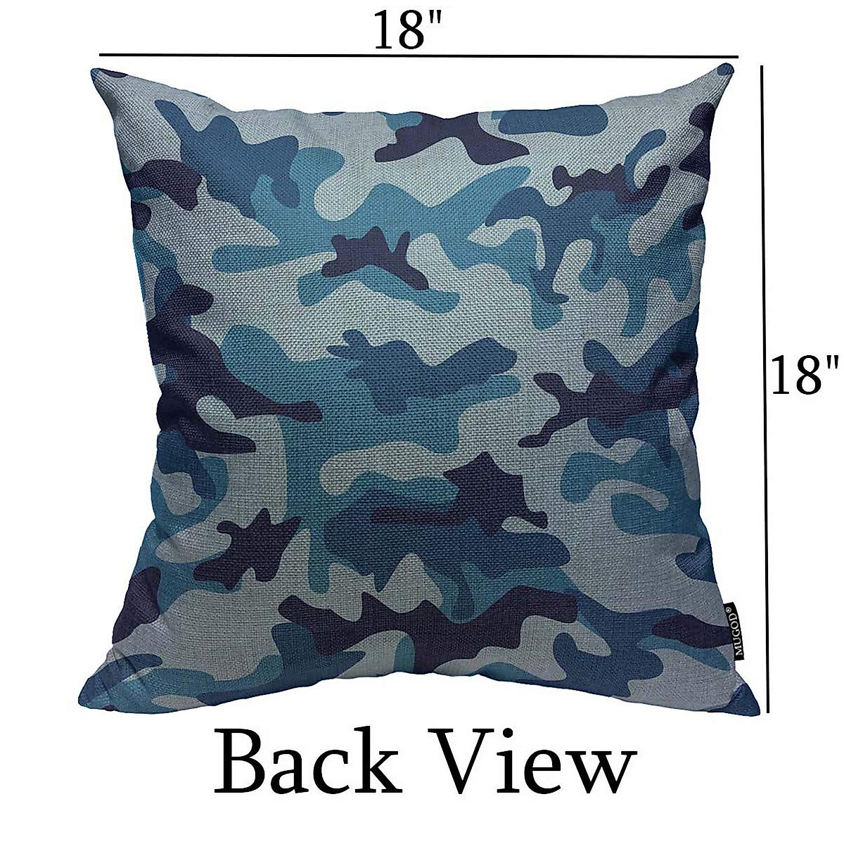 Mugod Blue Camouflage Throw Pillow Cover Sea Water Camouflage Seamless Pattern Decorative Square Pillow Case for Home Bedroom Living Room Cushion Cover 18x18 Inch