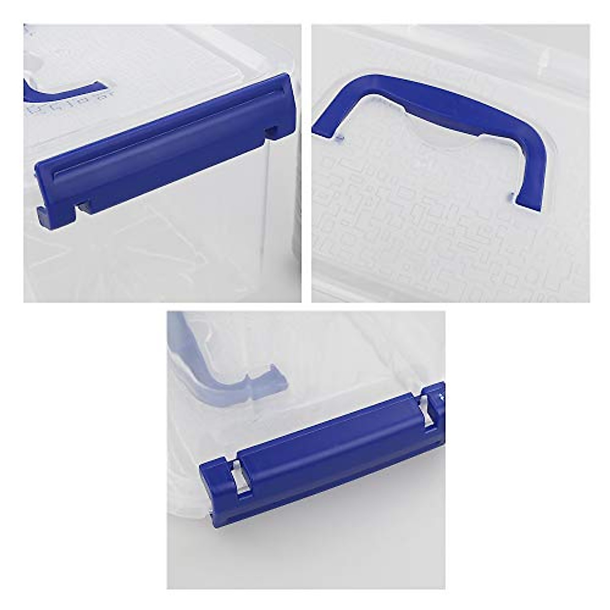 Pekky Plastic Small Handle Storage Box, 3.5 Quart Clear Plastic Bins, 6 Packs(Blue)