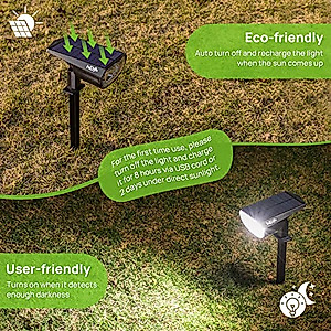 NZDFH Solar Spot Lights Outdoor, IP68 Waterproof Solar Landscape Spotlights,3 Modes Outdoor Solar Garden Lights, USB & Solar Powered Wall Lights Dark Sensing Auto On/Off for Yard Porch 2 Pack