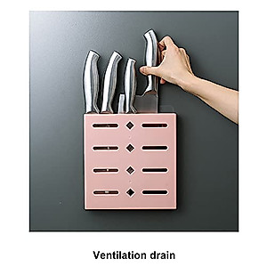 GHTYU Knife Blocks,Fruit Knife Storage Wall Mounted Knife Block, Drainage Design,Knife Rack for Organizing and Storaging Kitchen Knives, Scissors, Metal Utensils (White)