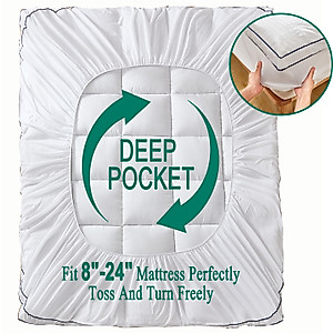 SWTMERRY Mattress Pad Topper - Extra Thick Mattress Pad Cover for Deep Sleep,4D Snow Down Alternative Fill Overfilled Plush Pillow Top with 8-21 Inch Deep Pocket (White, King)