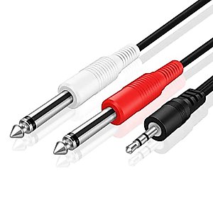 TNP 3.5mm Audio Cable to 6.35mm Dual TS Cable 10-Feet to to TRS Splitter Male Y-Connector 1/4 to 1/8 Audio Cable Stereo to Mono Adapter Cable Breakout Audio Connector