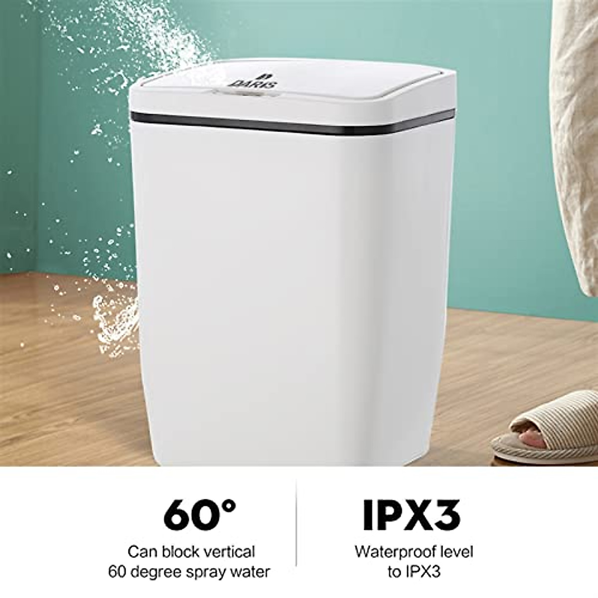 Trash Can 12L Induction Trash Can for Bedroom Living Room Bathroom with Lid Trash Can for Household Automatic Trash Can Trash Can Wastebasket