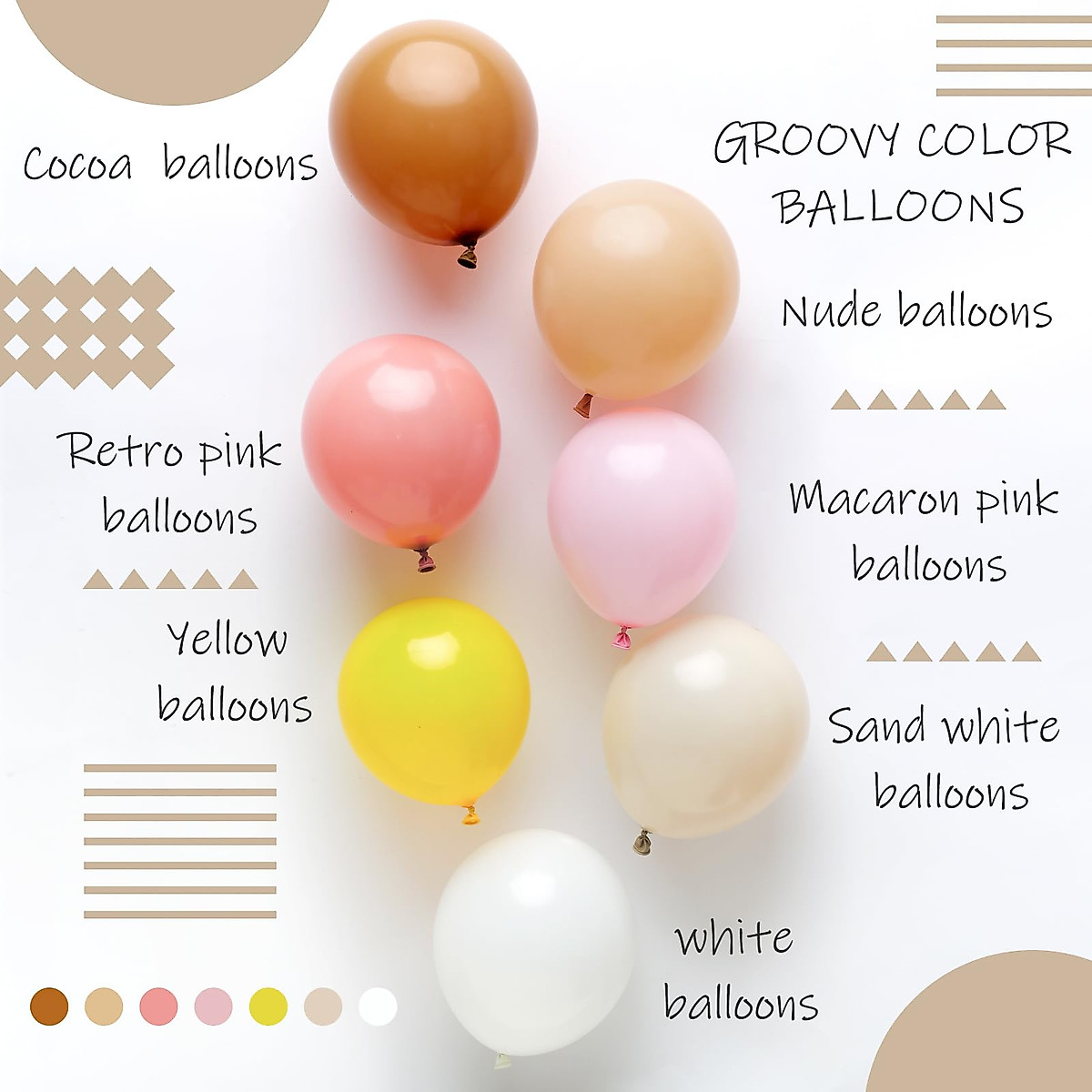 RUBFAC Pink Balloon Arch Kit, 147pcs Boho Blush Daisy Balloons Retro Dusty Pink Nude Sand White Brown Balloon for Valentine's Day Baby Shower Birthday Wedding Retro Hippie Groovy Party Decorations