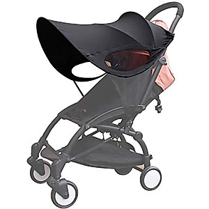 ADESUGATA Universal Stroller Sun Shade - Baby Stroller Sun Cover, Summer Pram Sunshade Awning Adjustable with UV Protection and Mosquito Net for Pushchair, Buggy, Carrycot (Black)