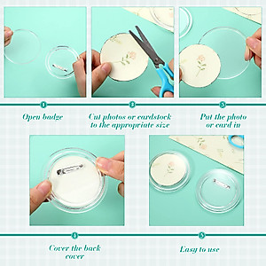 3 Inch Button Maker DIY Acrylic Button Pin Badge Clear Craft Blank Pin Buttons for Picture Photo for Crafts Supplies, School Projects (25 Pcs)