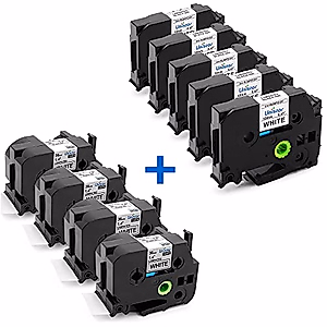 Unistar Compatible Label Tape Replacement for Brother PTouch TZe 231 12mm & TZE-261 36mm Label Maker Tape, Black on White ( 5 + 4 Pack)
